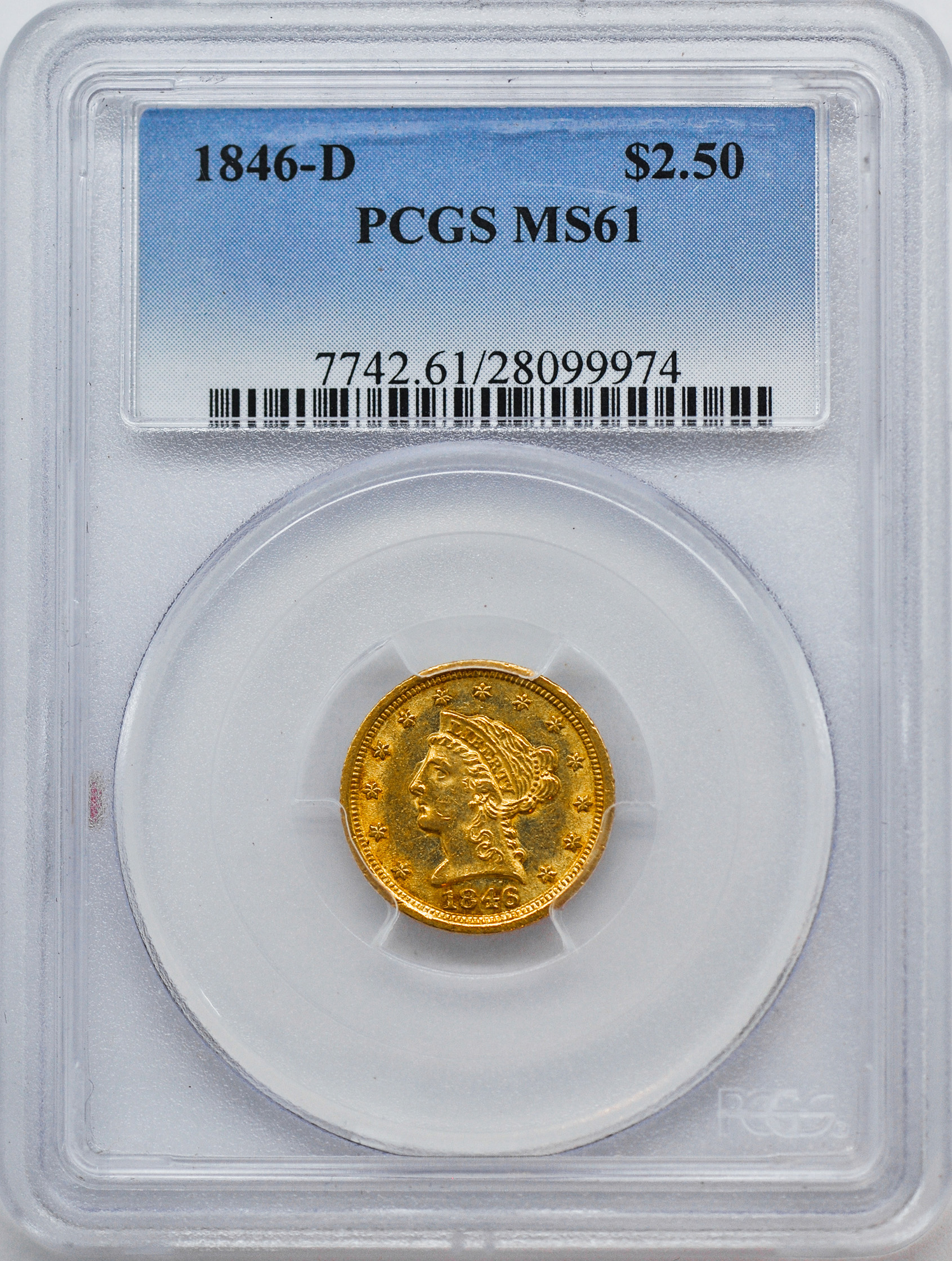 Collectors Corner - 1846-D $2.50 MS61 PCGS - #58874510