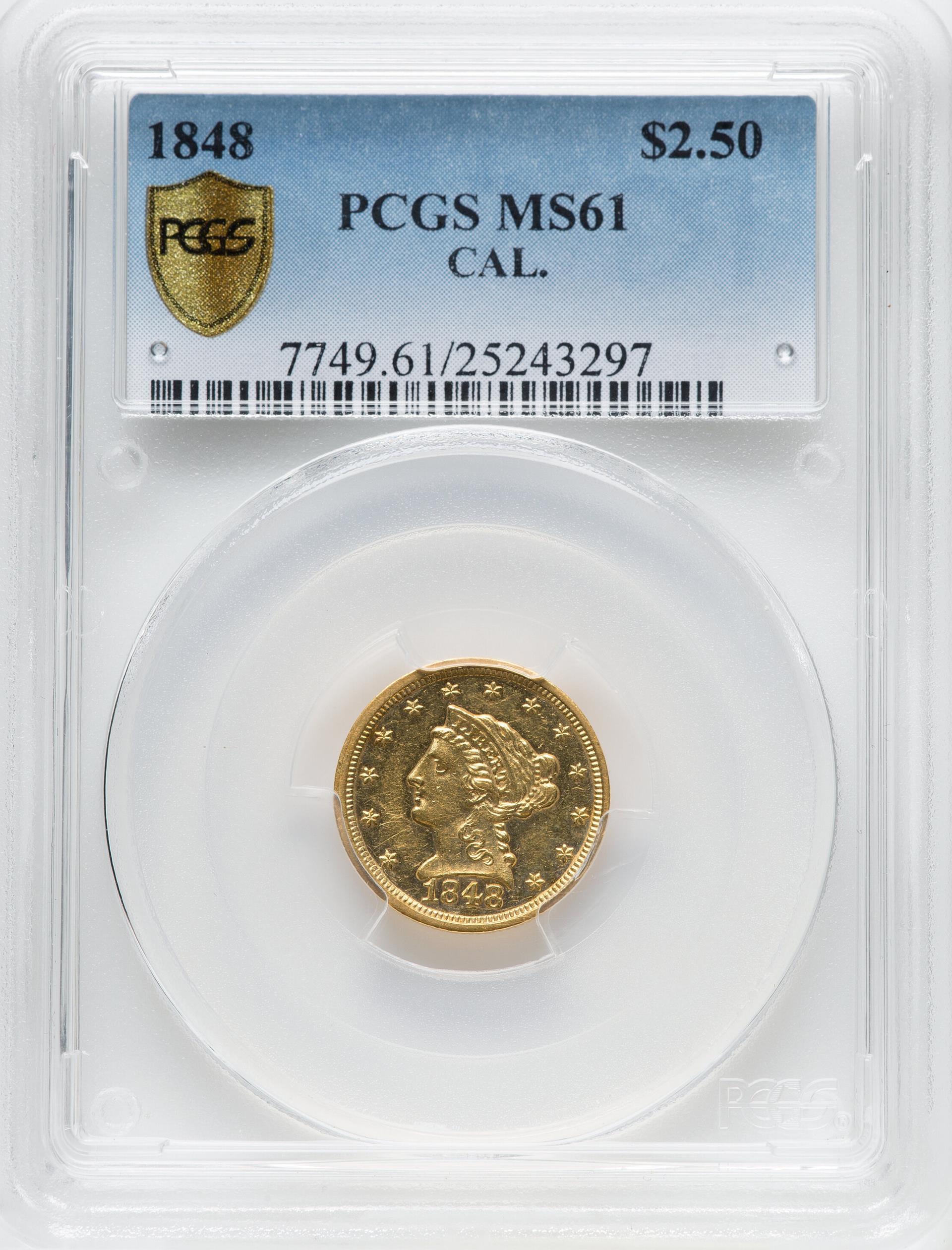 Collectors Corner - 1848 $2.50 CAL. MS61 PCGS - #64638990